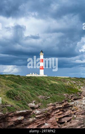 The Tarbat Ness Lighthouse on the Moray Firth, Scotland, Great Britain ...