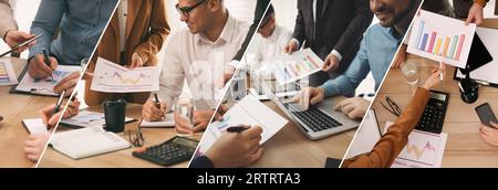 Marketing. Collage with photos of businesspeople working, banner design ...
