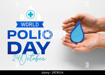 Banner for World Polio Day with female hands holding paper drops Stock ...