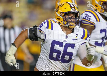 September 09, 2023: LSU offensive lineman Will Campbell (66) runs off ...