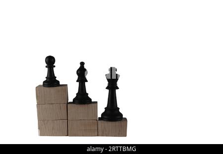 Chess pieces' from wooden cubes show the concepts of equity. Business ...