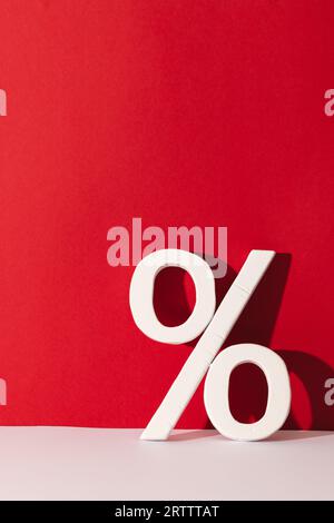 White percent sign with copy space against red background Stock Photo ...