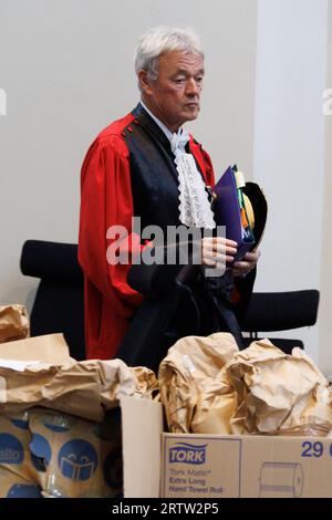 Brugge, Belgium. 15th Sep, 2023. Chairman of the court Antoon Boyen ...