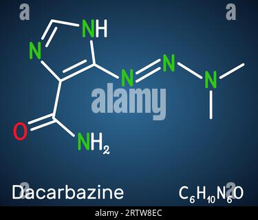 Dacarbazine cancer chemotherapy drug molecule. Skeletal formula Stock ...