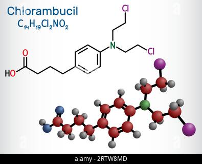 Skeletal formula of Chlorambucil. Drug chemical molecule Stock Vector ...