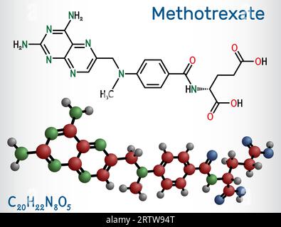 Skeletal formula of Methotrexate. Drug chemical molecule Stock Vector ...