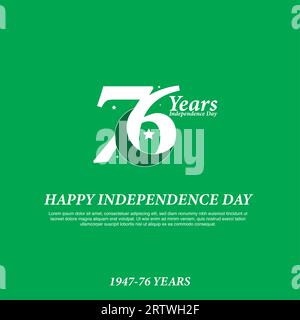 vector illustration. Pakistan Azadi Mubarak, calligraphy 76 year ...