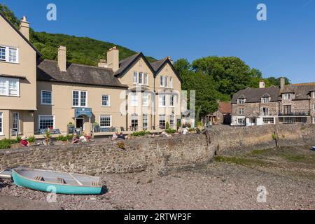 Porlock Weir Hotel on the harbourside at Porlock Weir harbour on the ...