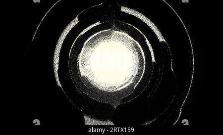 Retro styled docking corridor on space station or light at the end of ...