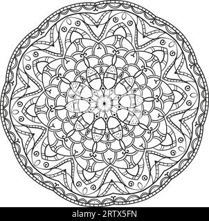 Decorative Mandala Coloring Illustration for Stress Relief Stock Vector ...