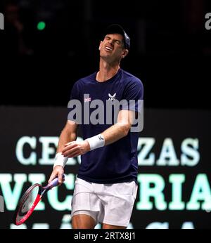 Leandro Riedi, of Switzerland, reacts during his match against Alex de ...