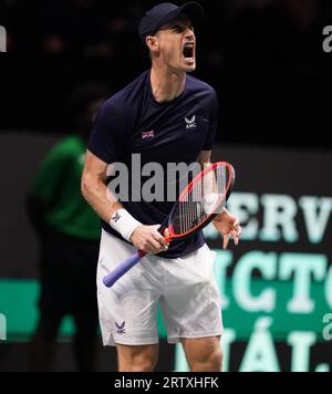 Leandro Riedi, of Switzerland, reacts during his match against Alex de Minaur, of Australia ...