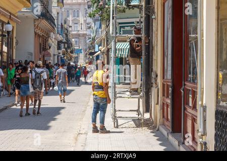 Havana, Cuba, 2023, Scaffolding in construction site Stock Photo - Alamy