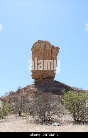 Famous tall rock formation the Vingerklip or Fingerklippe in Namibia ...