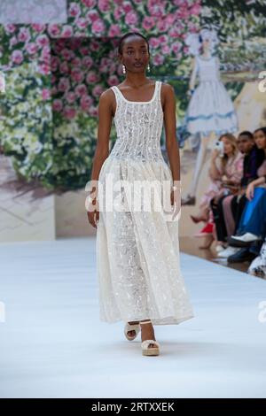 A model walks at the Paul Costelloe London Fashion Week SS26 Runway at ...