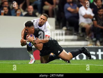 New Zealand's Caleb Clarke scores a try during the Nation's Series ...