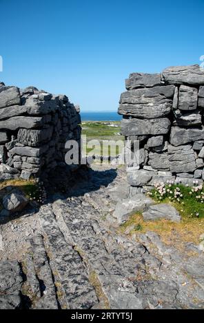 Beautiful view from Dun Aonghasa Fort ( Dun Aengus) or Fort of Aongus ...