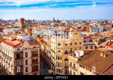 Valencia city beach aerial panoramic view. Valencia is the third most ...