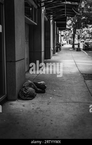 Homeless belongings on the sidewalk in the SoMa neighborhood in San ...