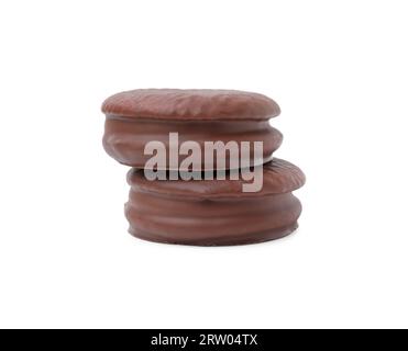 Two tasty choco pies isolated on white Stock Photo - Alamy