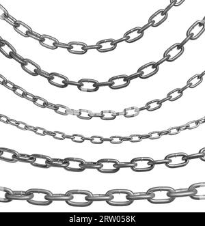 Set with different sized metal chains isolated on white Stock Photo - Alamy