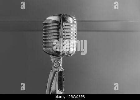 Wired Dynamic Retro Microphone Silver Metal Color On White Background ...