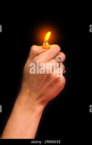 Fire flame. Burn lights on a black background Stock Photo - Alamy
