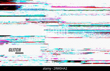 Abstract digital glitch on transparency background. Vector illustration ...
