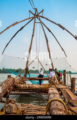 Chinese fishing nets are a type of stationary lift net in India and ...