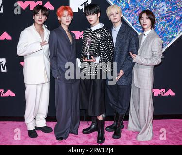 (L-R) Soobin, Yeonjun, Beomgyu, Taehyun and HueningKai (TOMORROW X TOGETHER), July 26, 2023 ...