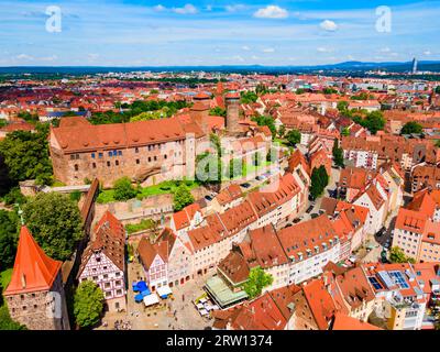 Nuremberg Castle aerial panoramic view. Castle located in the ...