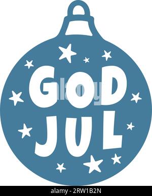 Merry Christmas lettering in Swedish (God Jul) with reindeer. Christmas ...
