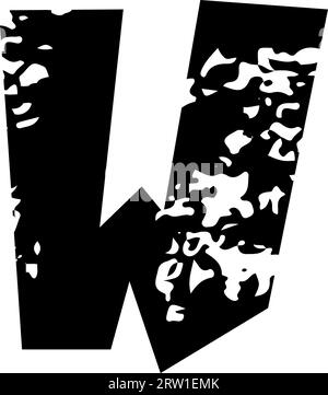 Paper cut letter W. Old newspaper magazine cutouts on white background ...