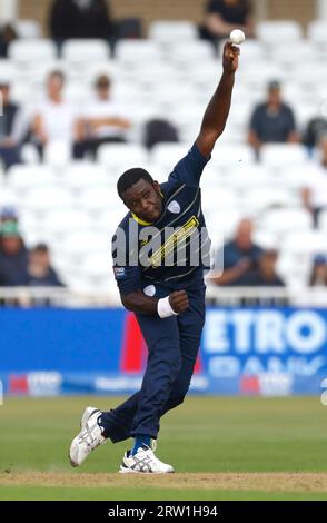 Hampshire's Keith Barker bowls during day one of the Vitality County ...