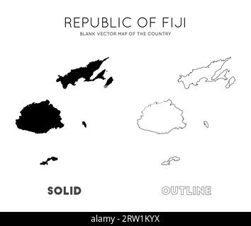 Fiji map. Blank vector map of the country with regions. Borders of Fiji ...