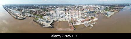 High resolution drone view of Hull, UK waterside marina area Stock ...