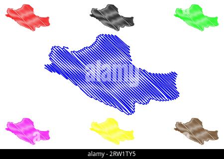 Lake Sheshnag (Republic of India) map vector illustration, scribble ...