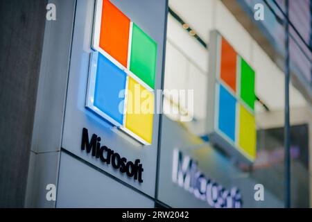 Microsoft logo. New York City, September 16, 2023 Stock Photo - Alamy