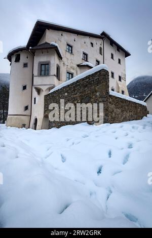 Snow on the medieval castle of Caldes. Sole Valley, Trentino, Italy ...