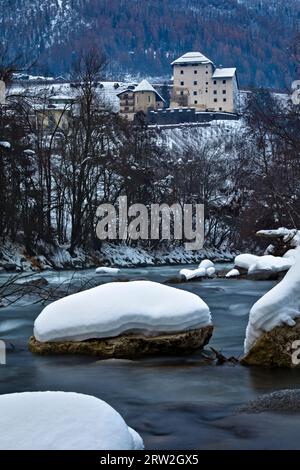 The Noce stream and the medieval castle of Caldes. Sole Valley ...