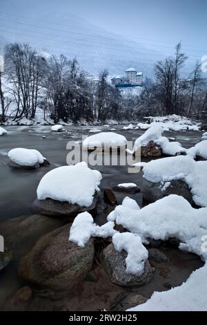 The Noce stream and the medieval castle of Caldes. Sole Valley ...