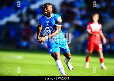 David Ajiboye (16 Peterborough United) shoots and scores during the Sky ...