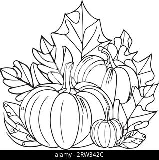 Fall Leaves And Pumpkins Coloring Pages