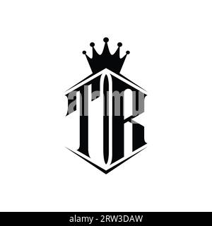 TR Letter Logo monogram hexagon shield shape up and down with sharp corner isolated style design ...