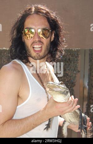EXCLUSIVE!! British comedian Russell Brand poses with fans and gives a ...