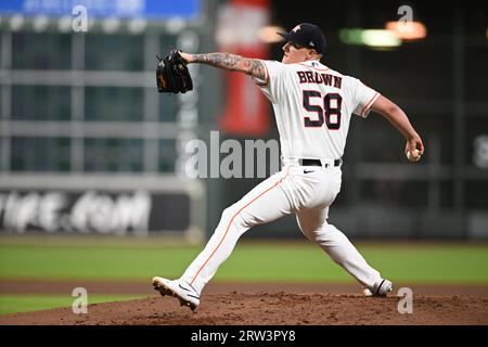 Houston Astros starting pitcher Hunter Brown delivers during the first ...