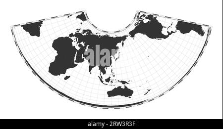 Vector world map. Albers conic equal-area projection. Plain world ...