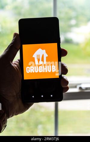 Grubhub prepared food delivery app on smartphone Stock Photo - Alamy