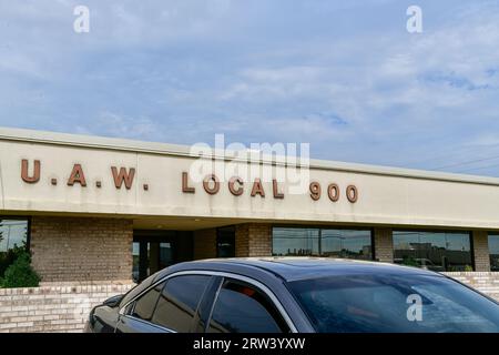 Wayne, MI, USA. 16th Sep, 2023. United Auto Workers seen on the picket ...