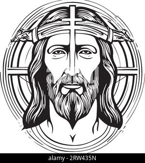 Excellent lovely Jesus Christ emblem vector art Stock Vector Image ...